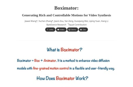 Boximator：像素级精准AI视频动态控制器 - Boximator官网
